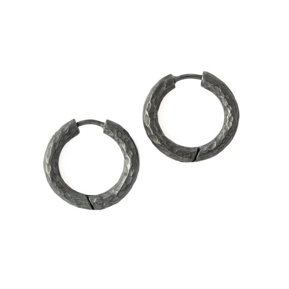 Dark silver hoop earrings store