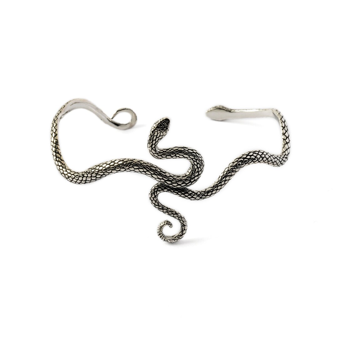 Silver Eden Snake Cuff, Dainty Serpentine Snake Adjustable Bracelet ...