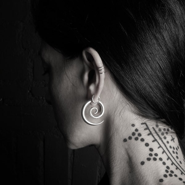 Sterling Silver Spiral Stretching Earrings - Etsy