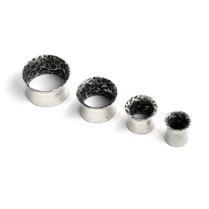 Hammered Silver Ear Tunnel, Gauge Earrings for Stretched Ears, Plug ...