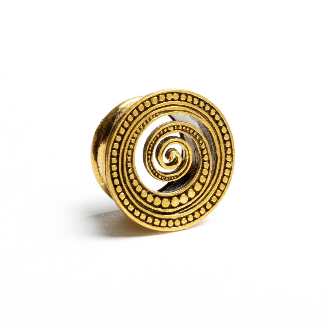 Spiral Spheres Plug Tunnels, Antique Gold Colour Ear Plugs Gauges 6mm ...