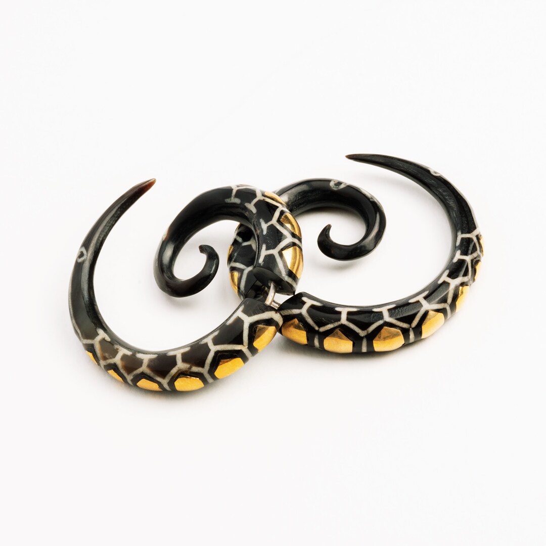 Honey Comb Spiral Earrings, Fake Gauge Earrings, Faux Gauges, Tribal ...