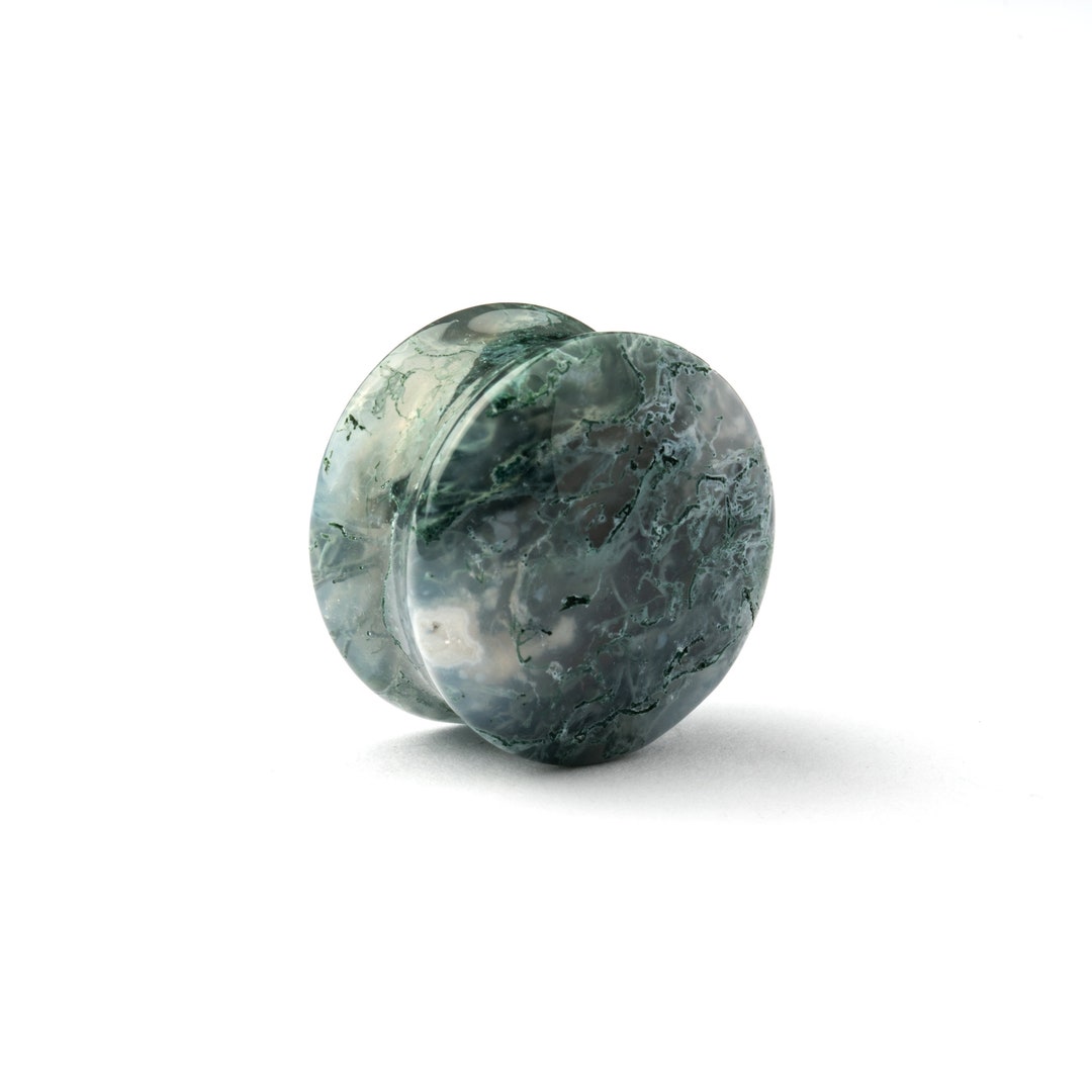 Moss Agate Plugs, Double Flare Stone Plugs Ear Gauges 4mm (6g) - 25mm ...