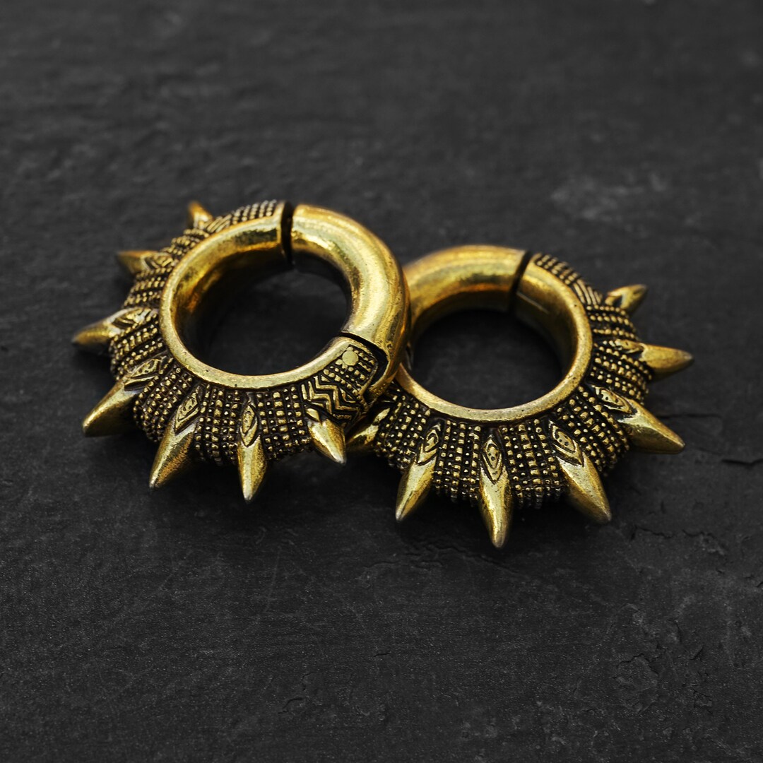 Spikes Ear Weight Hoops, Stretched Ears Hoop Hangers 8mm (0g) Ear ...