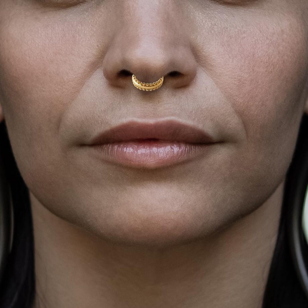 14k Gold Didi Septum Clicker Ring, Minimalist Gold Hinged Segment ...