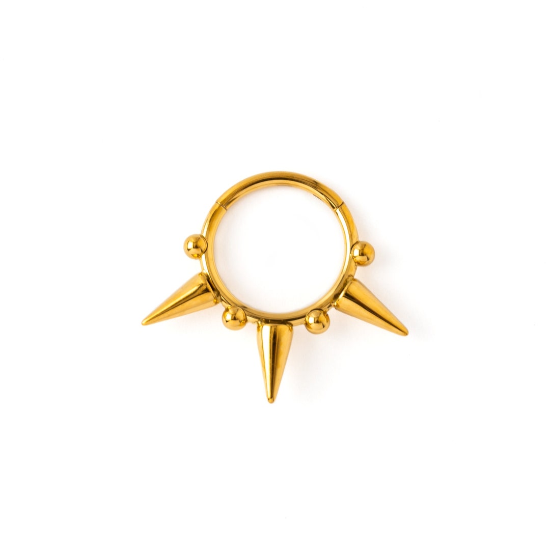 Trio Spikes Septum Clicker, Surgical Steel Hinged Segment Piercing Ring ...