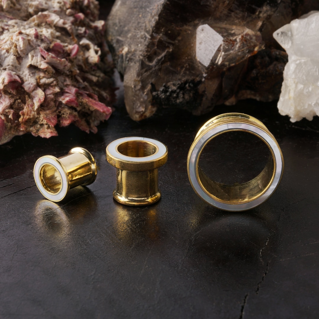 Ear Tunnel With Mother of Pearl, Stretched Ears Plug Tunnels, Plug ...