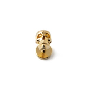 14k Gold Skull Labret Stud Internally Threaded Screw on - Etsy