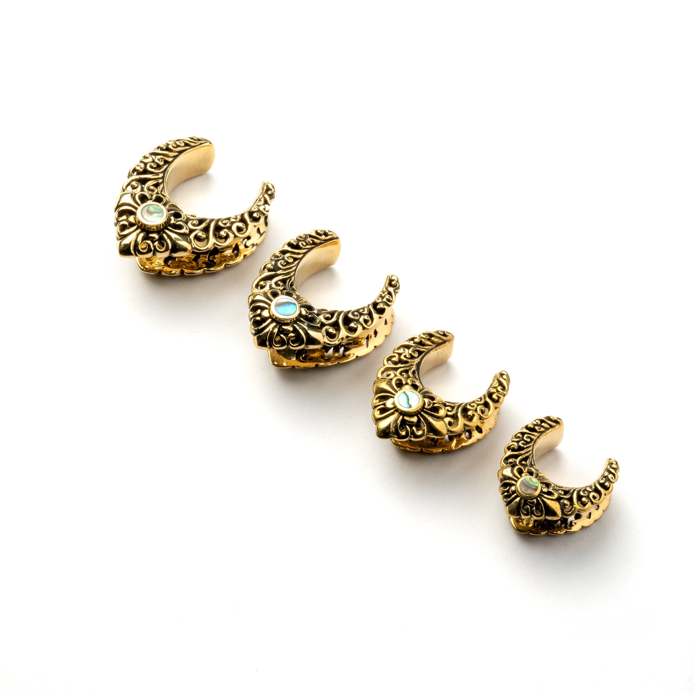 Ear Saddles With Abalone, V Shaped Horseshoe Gauge Earrings 14mm/9/16 ...