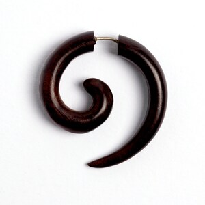 Spiral Fake Gauge Earrings, Natural Wood, Bone, Horn Spiral Earrings ...