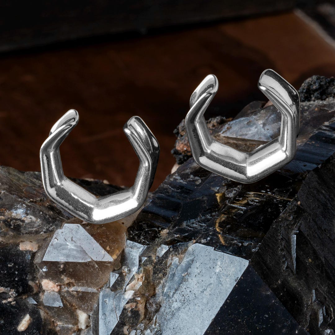 Hexagon Ear Saddles, Surgical Steel Tunnels for Stretched Ears 6mm/2g ...