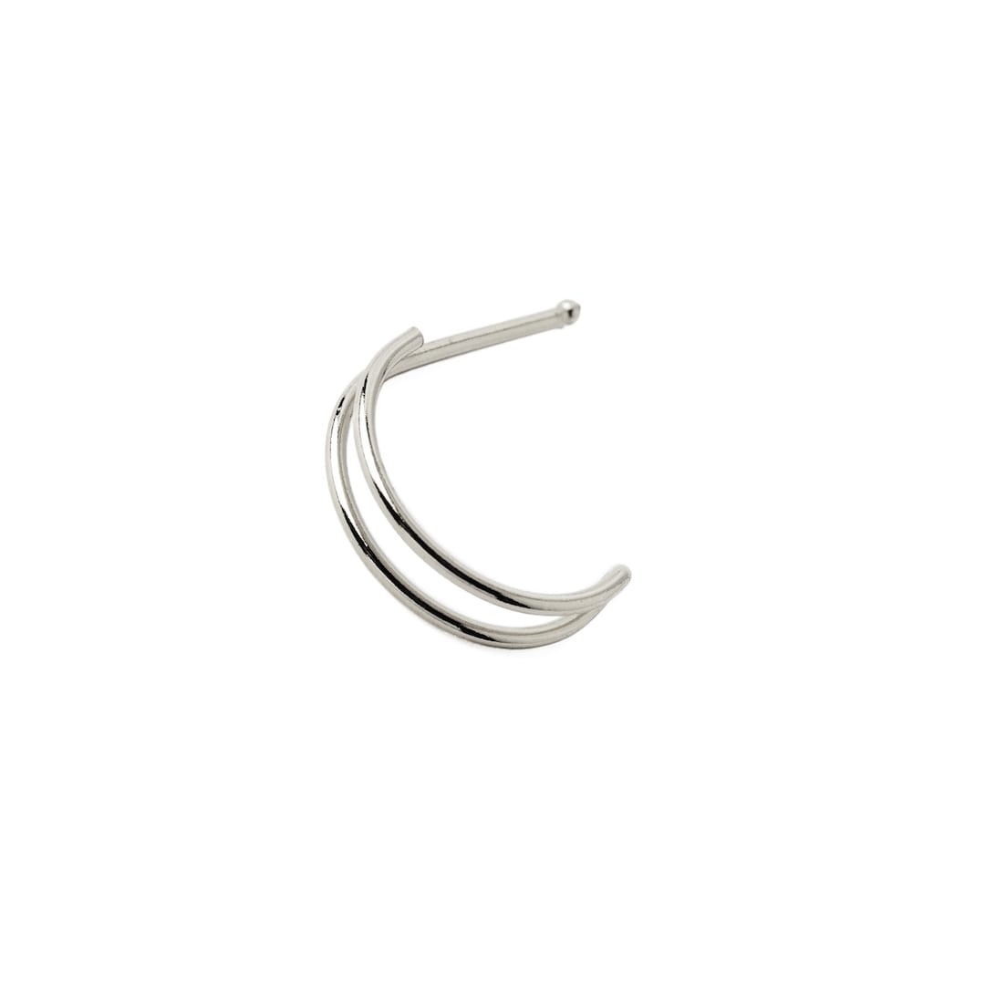 Double Hoop Nose Post for Single Piercing, Minimal Nose Ring 0.8mm/20g ...