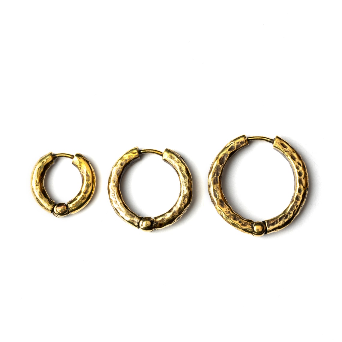 Hammered Brass Hoop Earrings Antique Gold Colour Chunky Hoops - Etsy