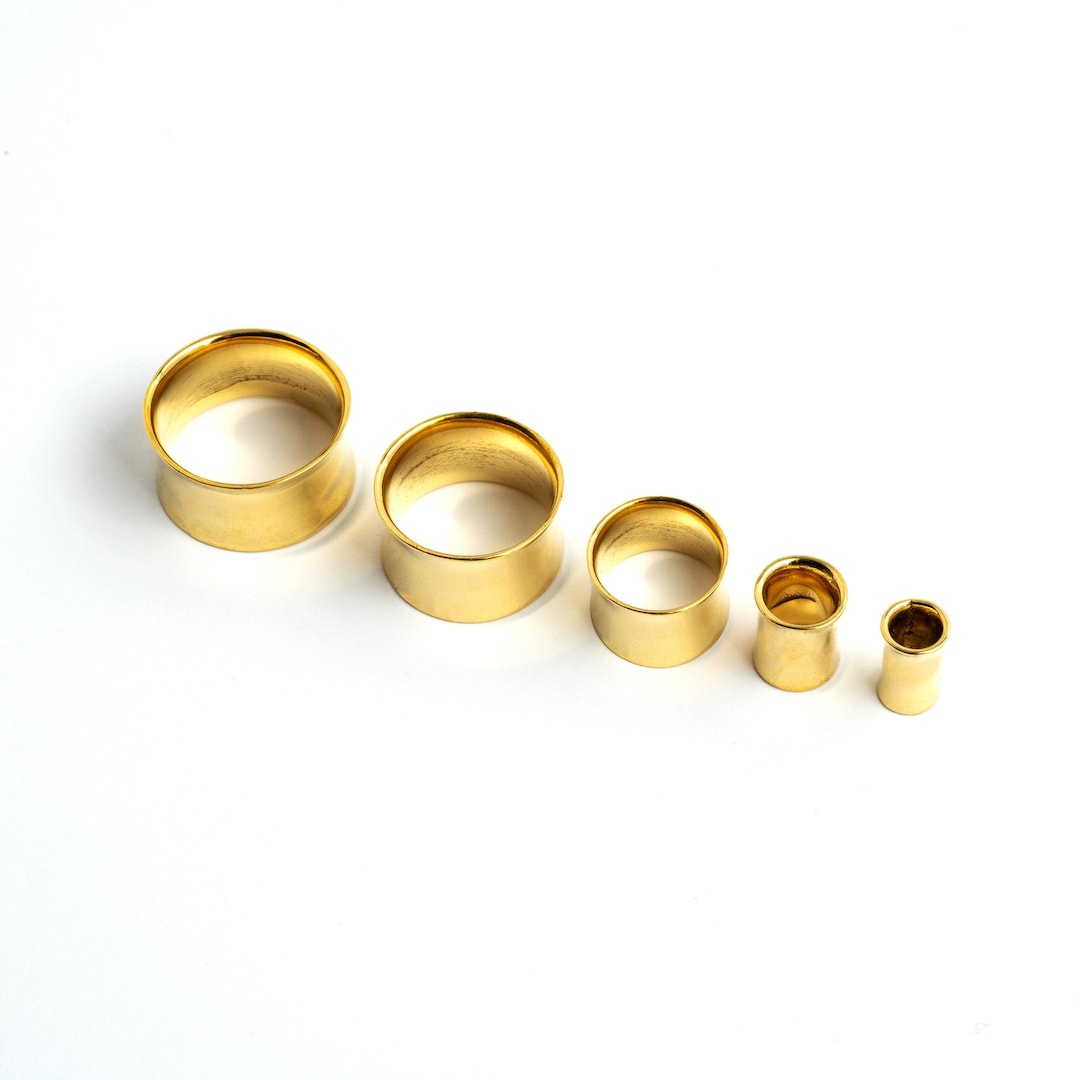 Golden Plain Plug Tunnels, Stretched Ears Plug Earrings Gauges 4mm (6g ...