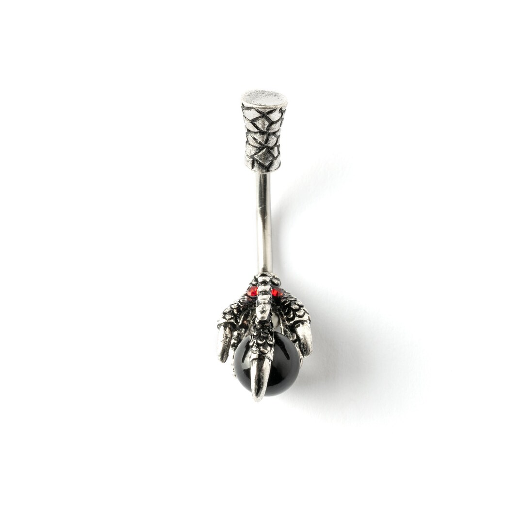 Dragon Claw Belly Bar, Surgical Steel Belly Button Ring Size 1.6mm 14g ...