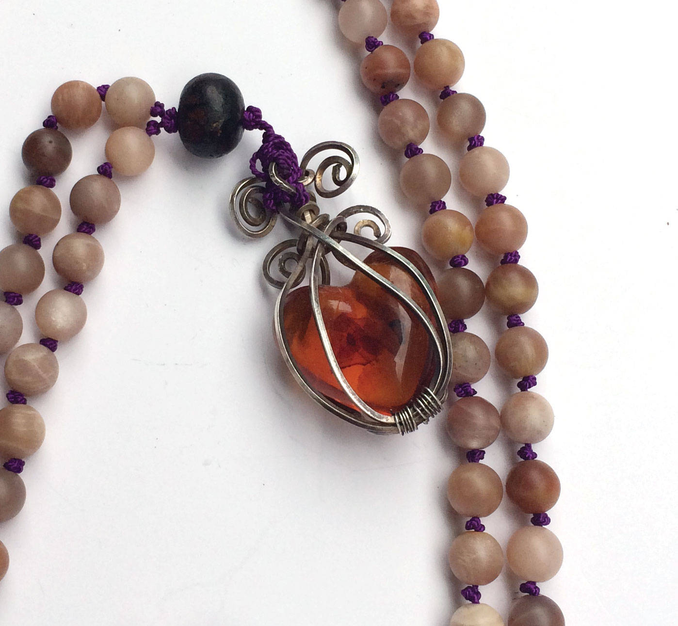 Mala, Prayer Beads, 108 Bead Raw Moonstone and Amber Mala Necklace With ...