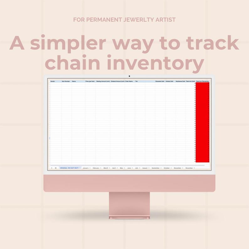 Permanent Jewelry Chain Inventory Tracking Spreadsheet - Etsy