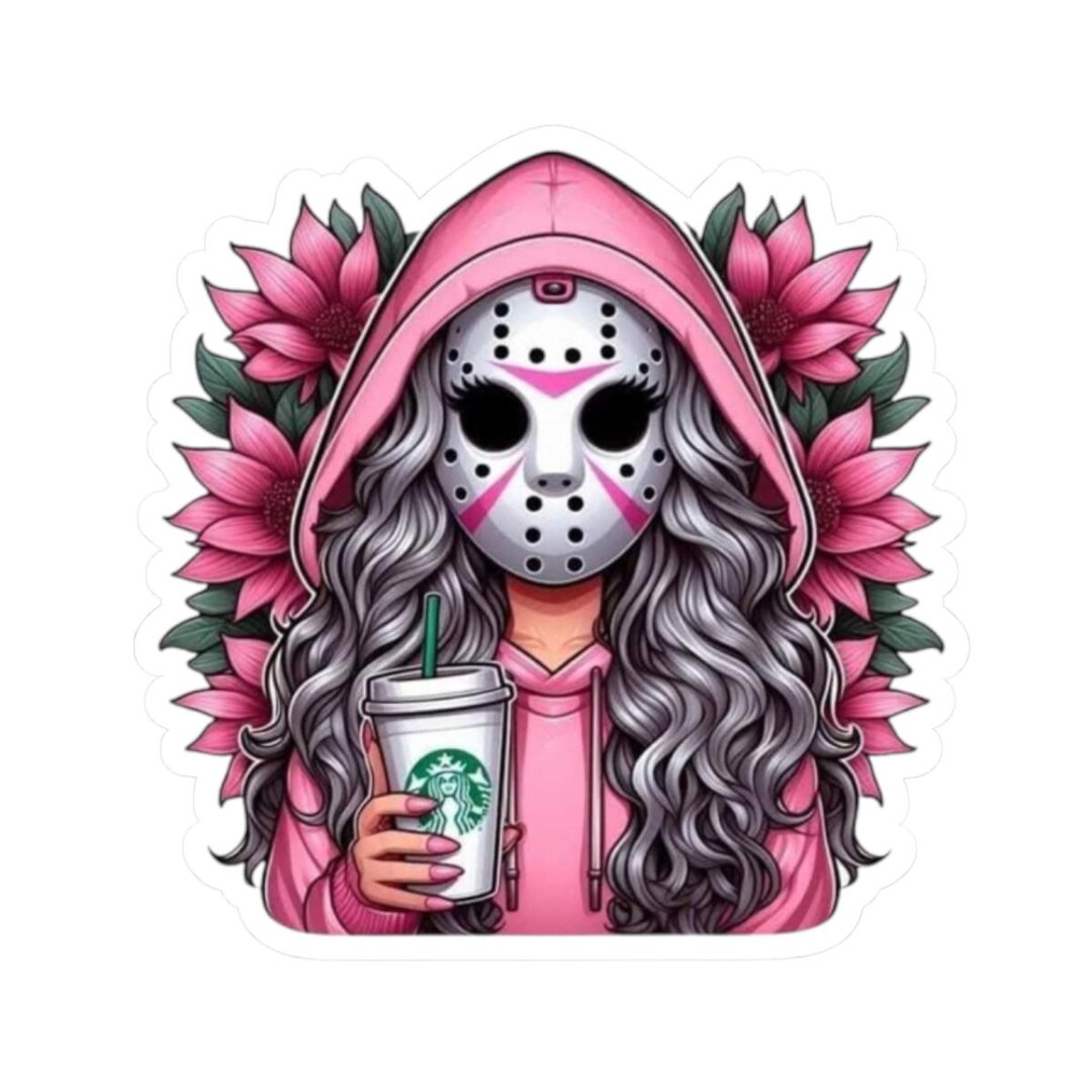 Pink Slasher Girl Stickers, Horror Decal, Creepy Laptop Decal, Cute ...