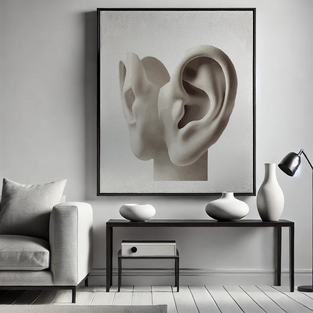 Surreal Ear Sculpture Digital Art - Abstract Body Parts Wall Print ...