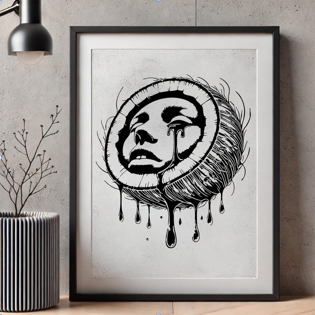 Surreal Crying Face in Coconut Digital Art Dark Surrealism, Melting ...