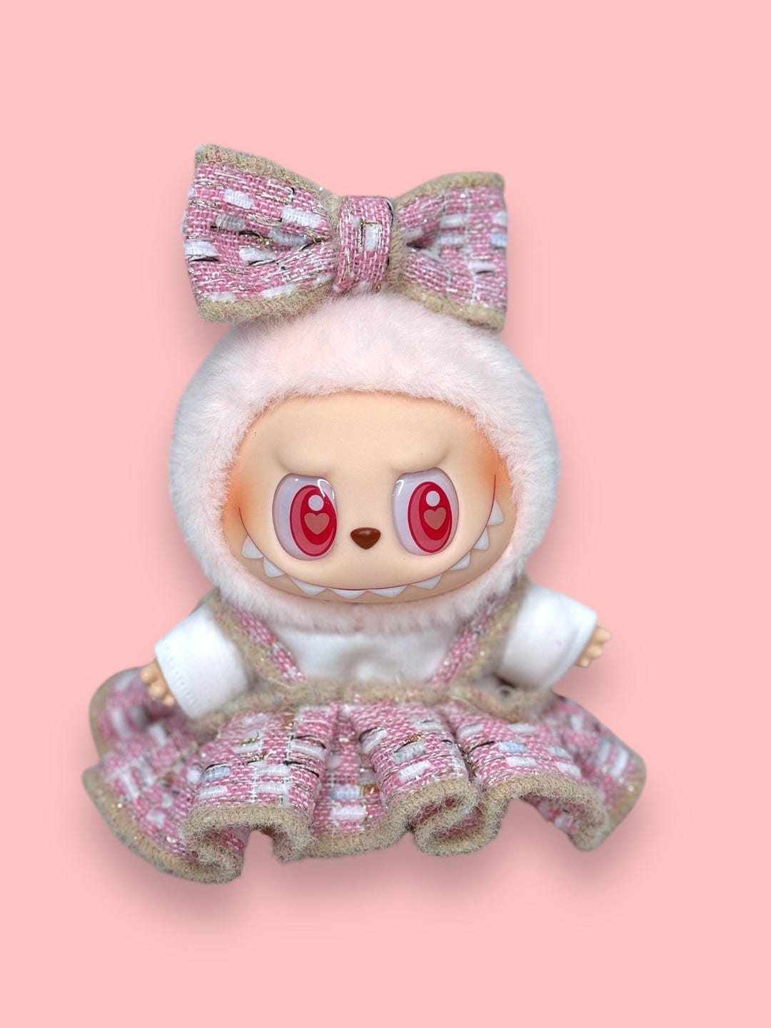 Pretty Pink Bow & Tutu Dress for Labubu Doll Clothing Cute Stylish Labu ...