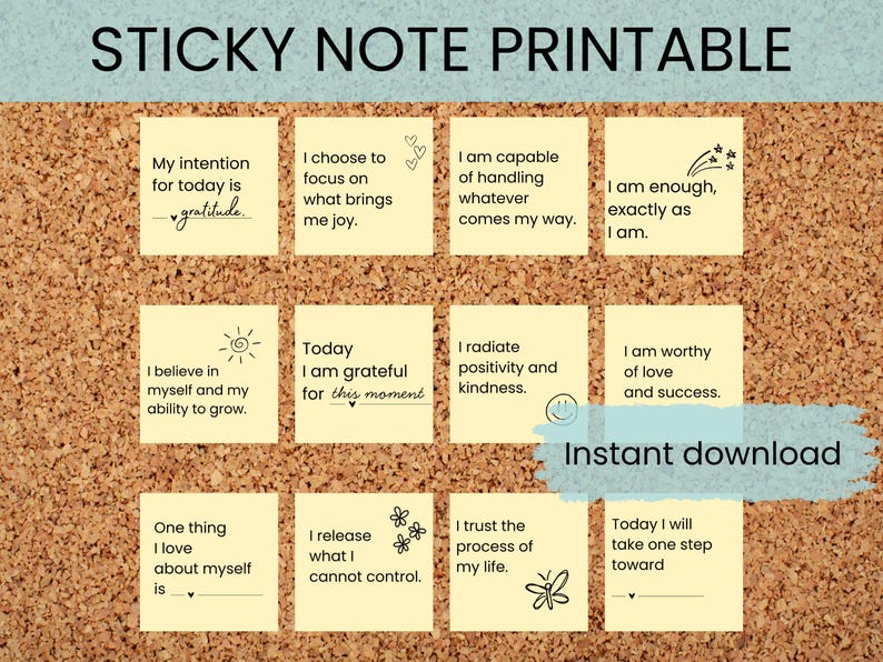 Printable Affirmation Sticky Notes | Positive Quotes Sticky Note ...