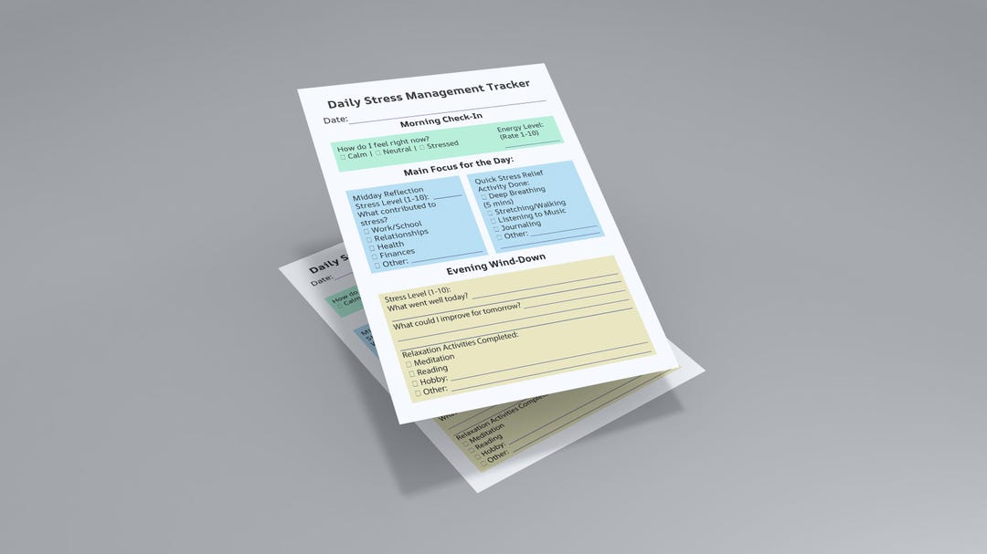 Daily Stress Tracker Printable | Stress Management Template | Mental ...