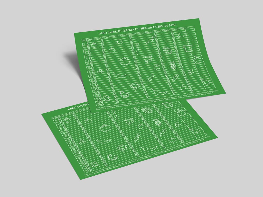 Healthy Eating Habit Tracker Printable | 30-days Editable and Printable ...