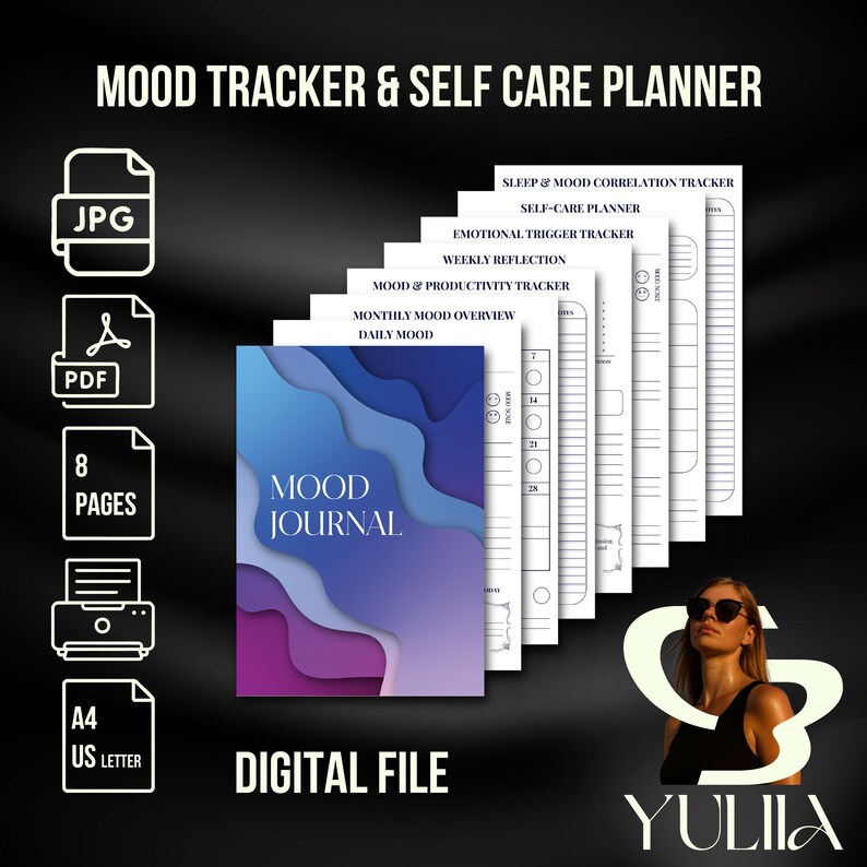 Printable Mood Tracker & Self-care Planner: Daily Journal for Emotional ...