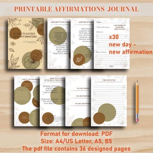 Printable Affirmation Journal Daily Affirmations for Success: 30-day ...