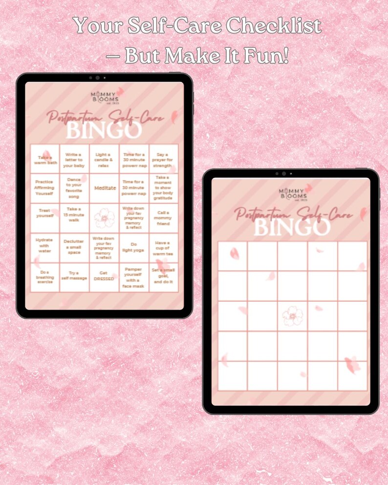Postpartum Self-care Bingo New Mom Recovery Game Mental & Physical ...