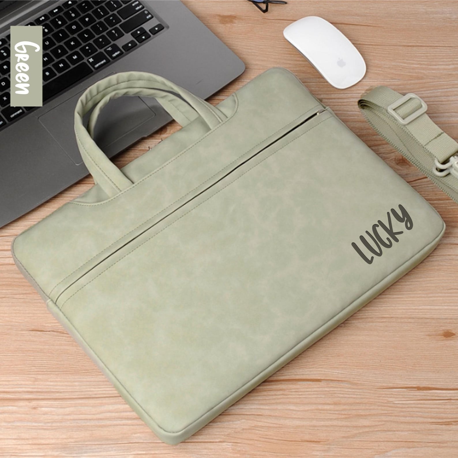 Personalized 15.6" Leather Laptop Bag,custom Name Laptop Bag,leather ...