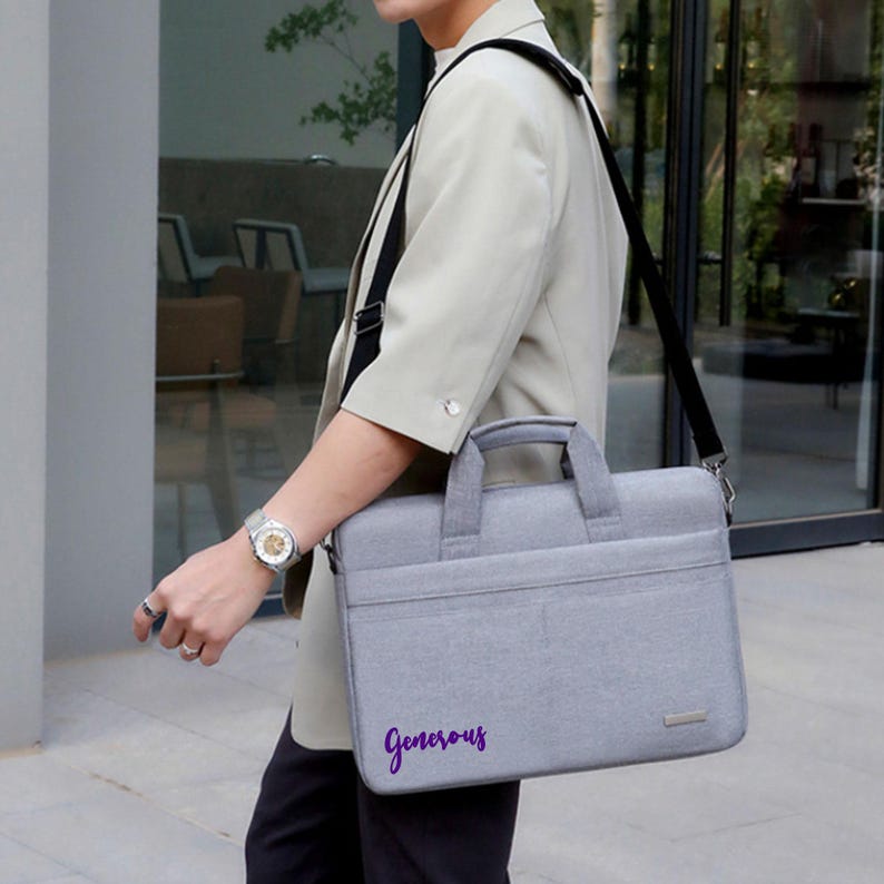 Personalized Name Laptop Bag, Custom Initial Monogram Computer Satchel ...