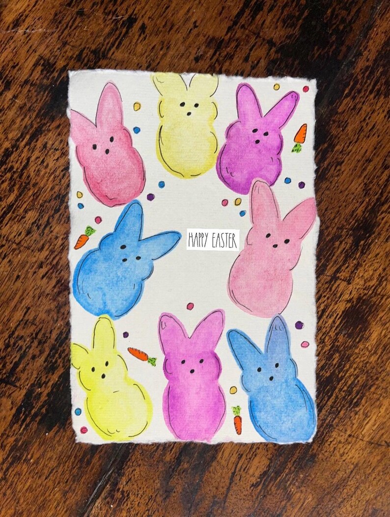 Peeps Watercolor Card. - Etsy