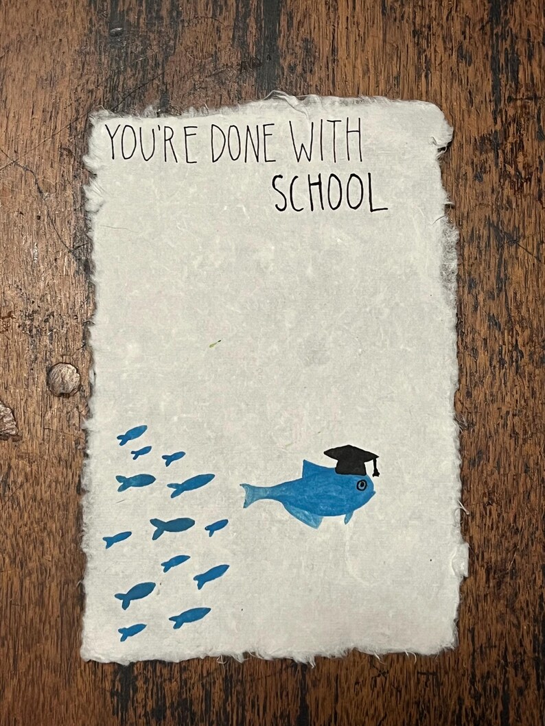 School of Fish Graduation Watercolor Card. - Etsy
