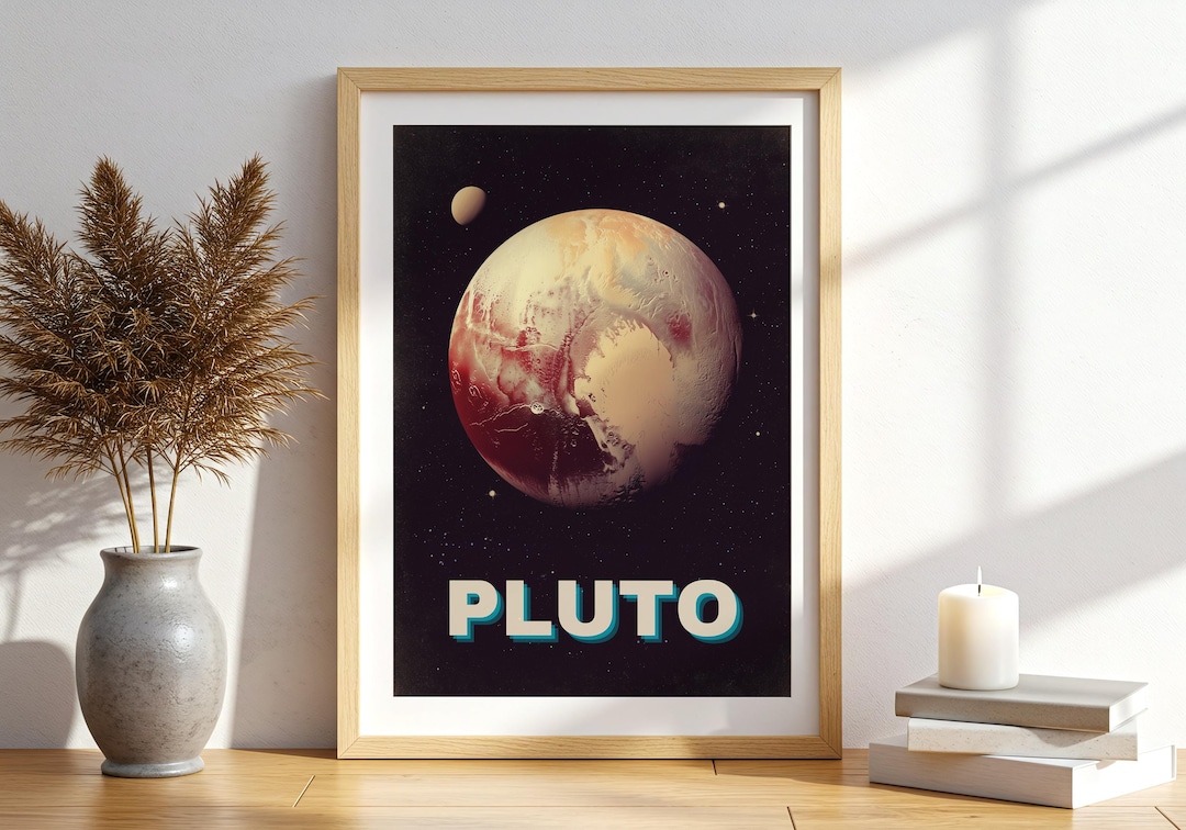 Retro PLUTO Travel Poster: Mid-century Space Art Print (digital ...
