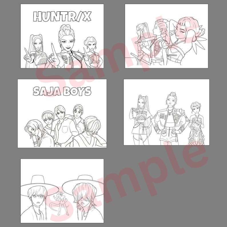 K-pop Coloring Pages, Demon Hunters Printable Coloring Book 25 Pages - Etsy