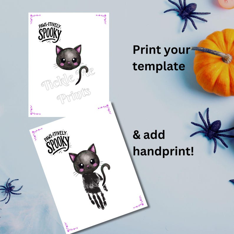 Halloween Cat Handprint Art: Kids Craft Activity (PDF Download) - Etsy