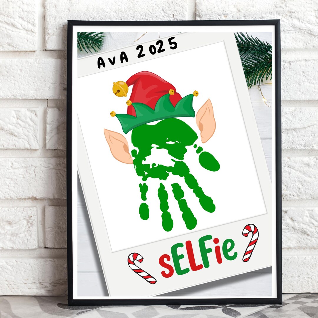 Christmas Handprint Craft, Christmas Elf Selfie Handprint, Christmas ...
