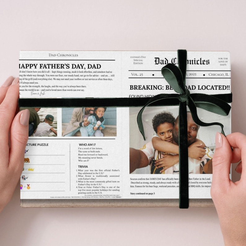 Father's Day Newspaper Template: DIY Photo Gift (editable Canva) - Etsy