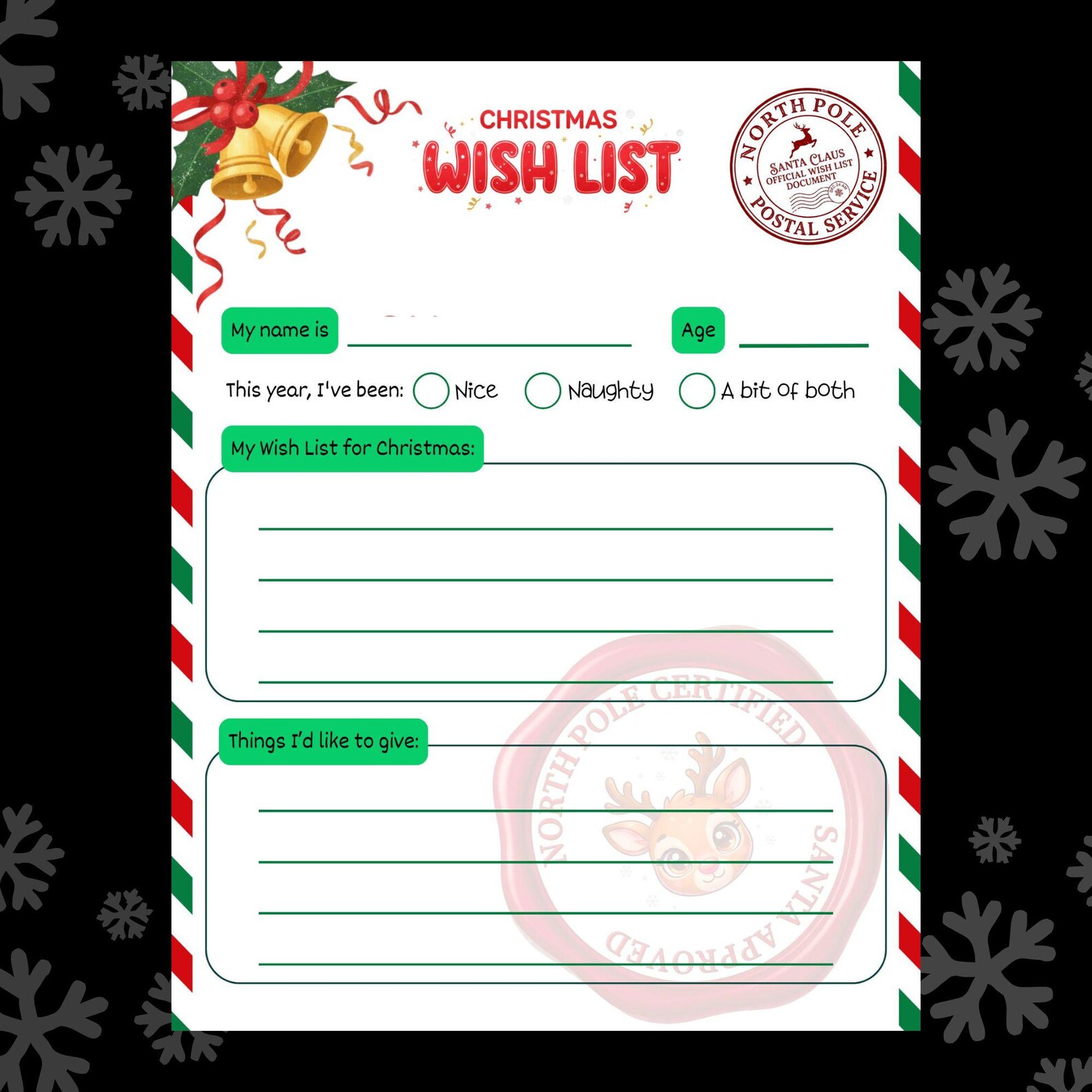 Kids Christmas Wish List, Letter to Santa (digital Download) - Etsy