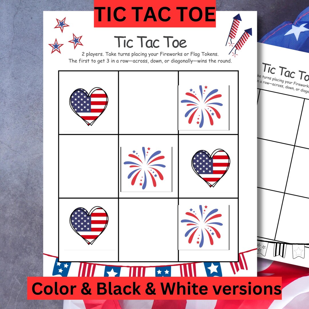 4th of July Tic Tac Toe Printable Game for Kids| USA Independence Day ...