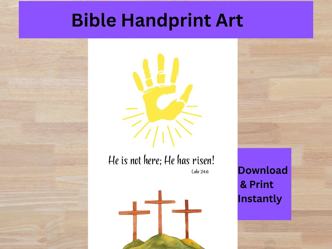 Bible Easter Handprint Art,printable Kids Preschool Easter Craft ...