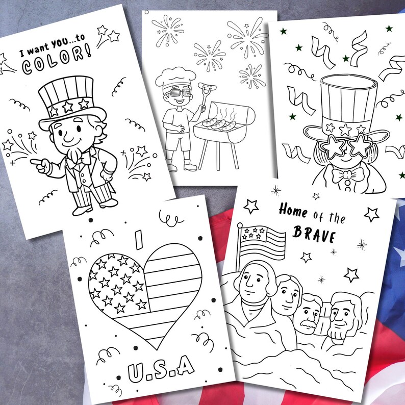 4th of July Coloring Pages: 25 Patriotic Designs (digital Download) - Etsy