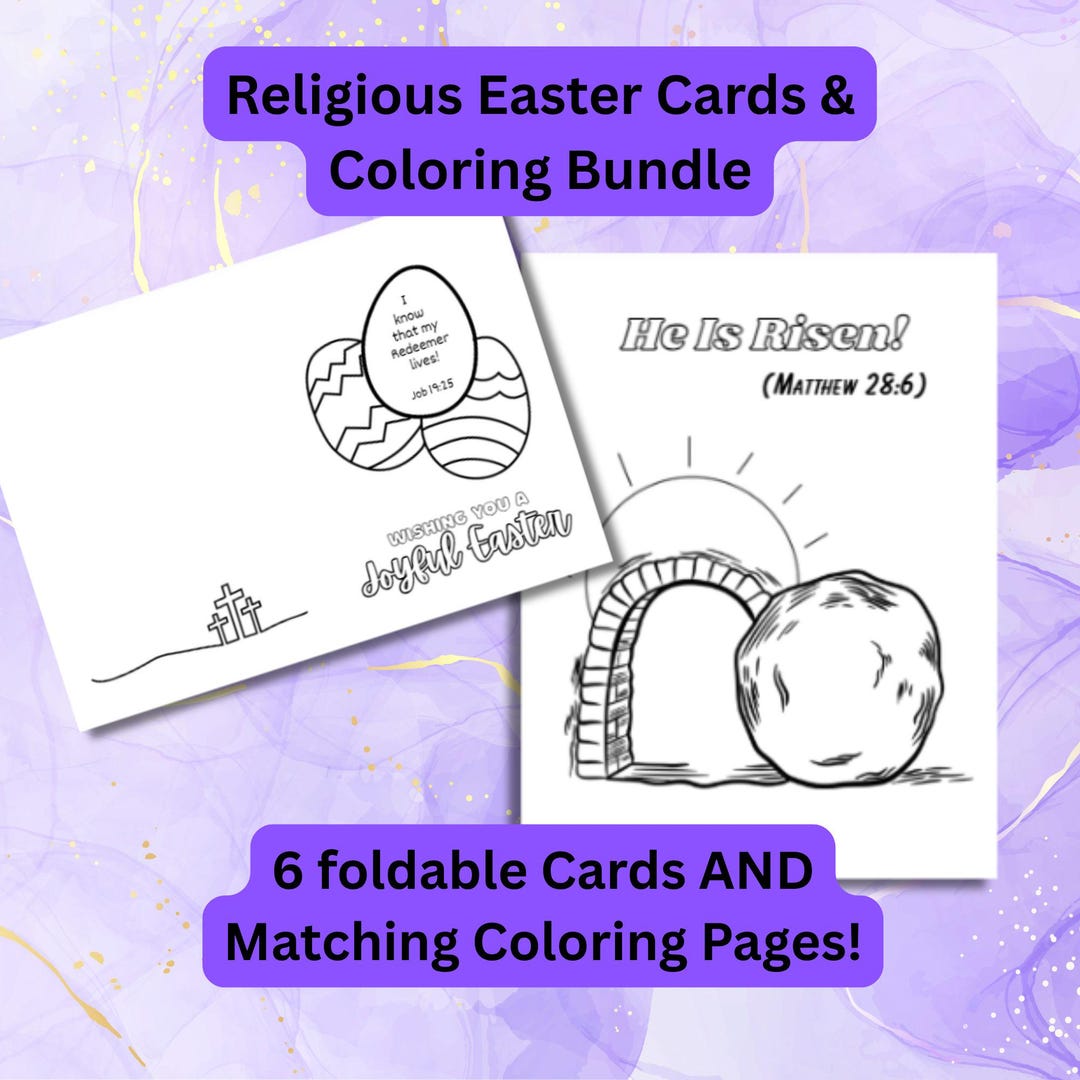 Printable Christian Easter Coloring Cards: Kids Papercraft Activity ...