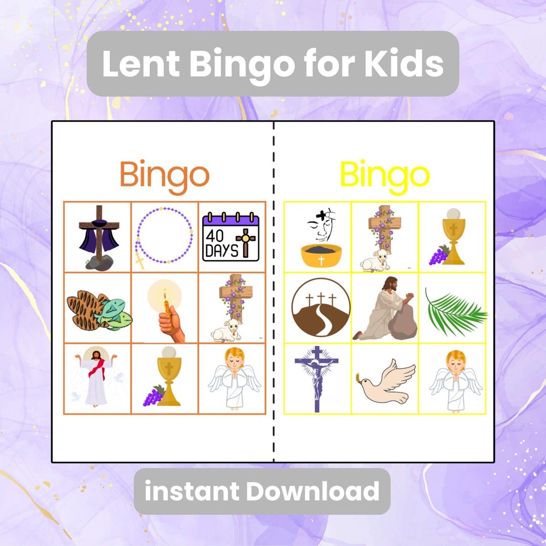 Lent Bingo Game for Kids, Kids Lent Easter Christian Bingo, Sunday ...