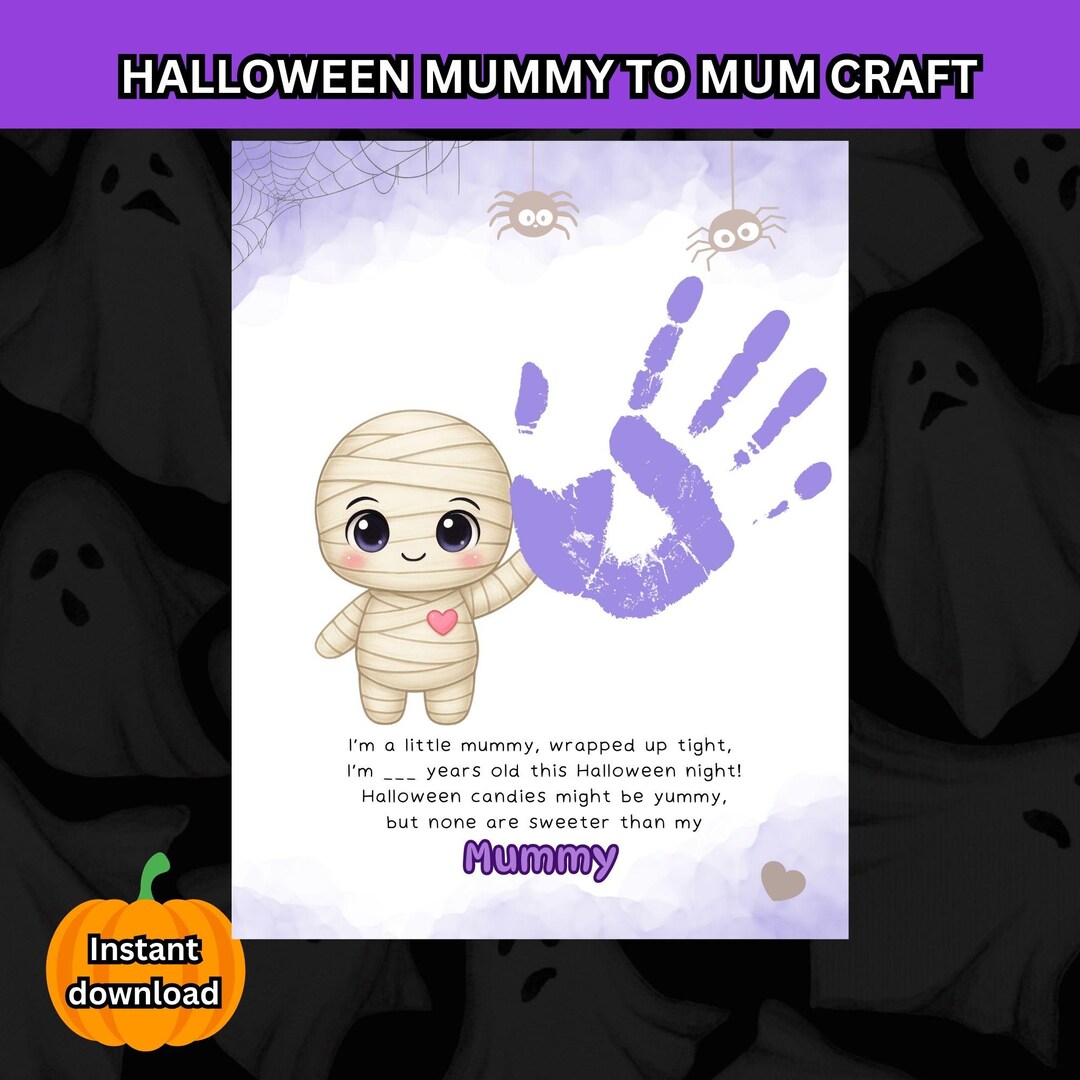 Halloween Handprint Craft, Halloween Mummy Handprint Poem Craft ...