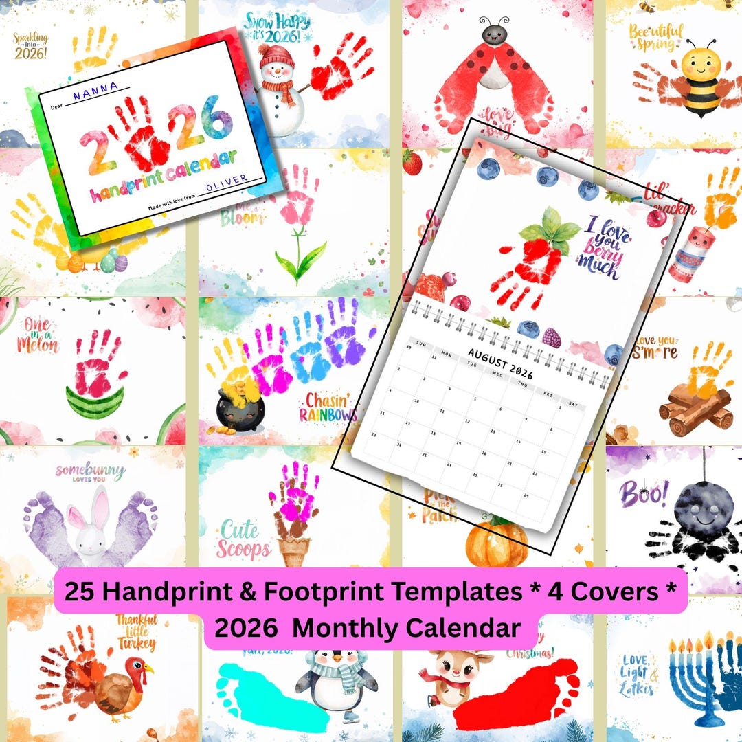 2026 Handprint Footprint Calendar, DIY Kids Craft Activity, Printable ...