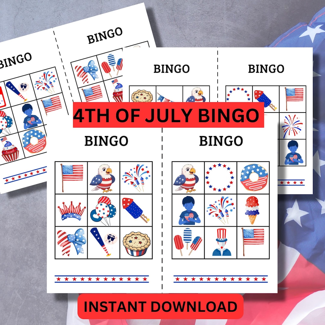 4th of July Bingo Game: Patriotic Kids Printable (PDF Download) - Etsy