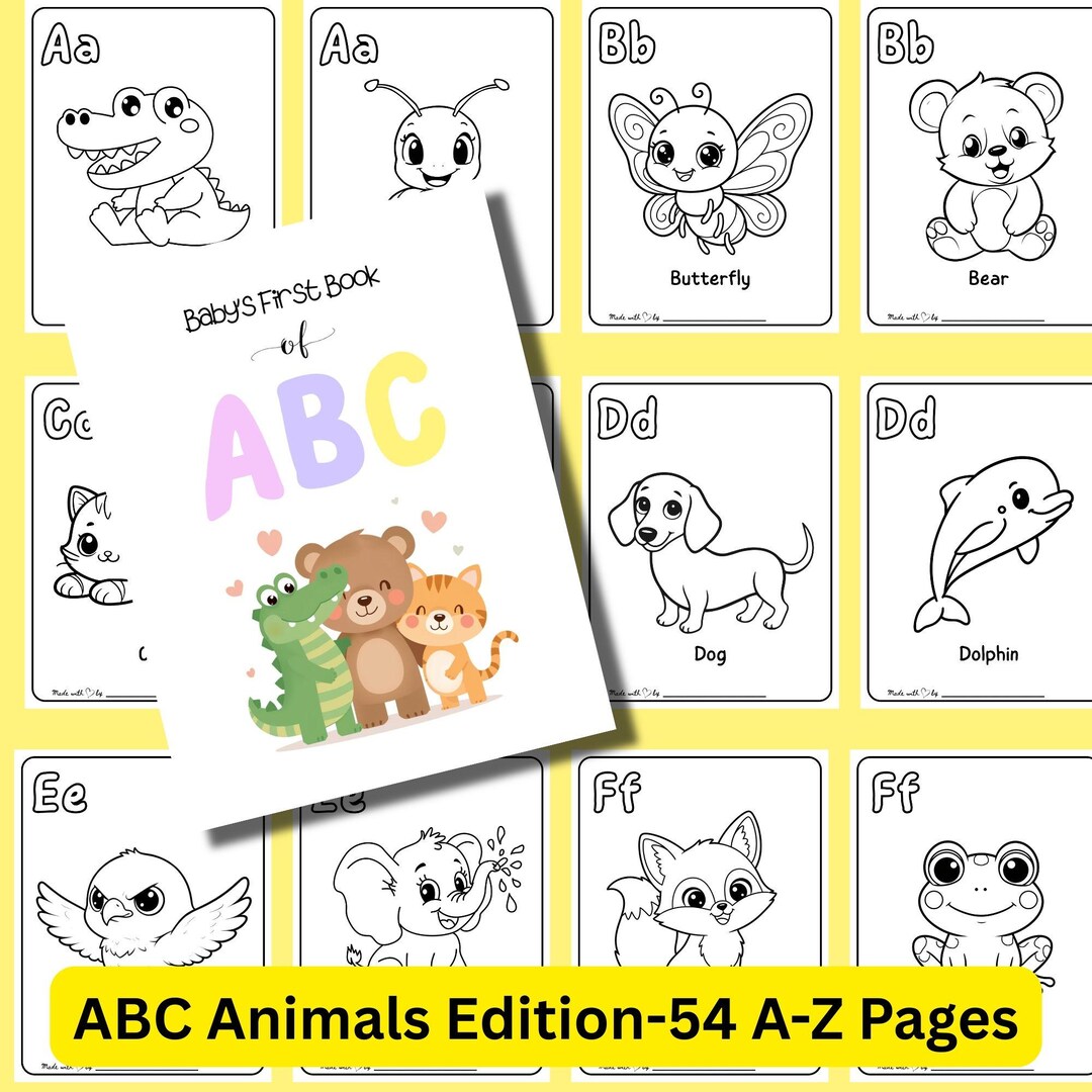 ABC Animal Coloring Book, Baby Shower Activity (digital Download) - Etsy